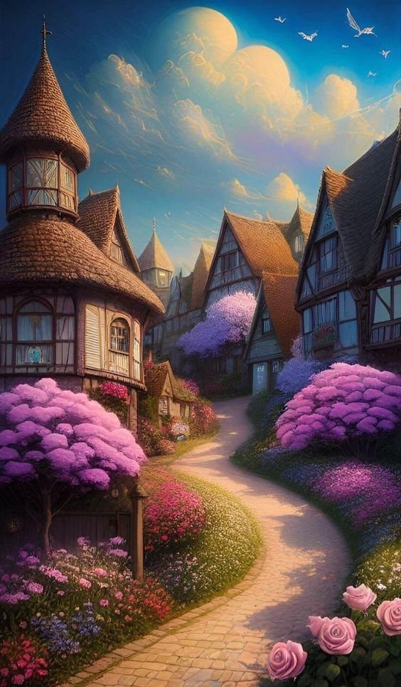 Solve Village walkway jigsaw puzzle online with 84 pieces