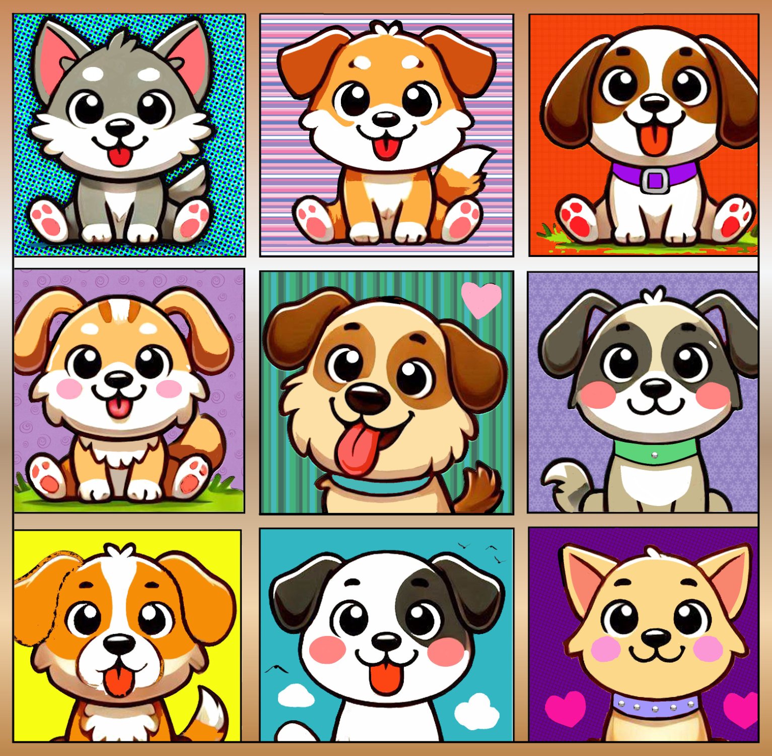 Solve CUTE DOGS jigsaw puzzle online with 100 pieces