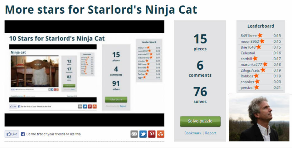 Solve 30 Stars for Starlord's Ninja Cat!! jigsaw puzzle online with 15 ...