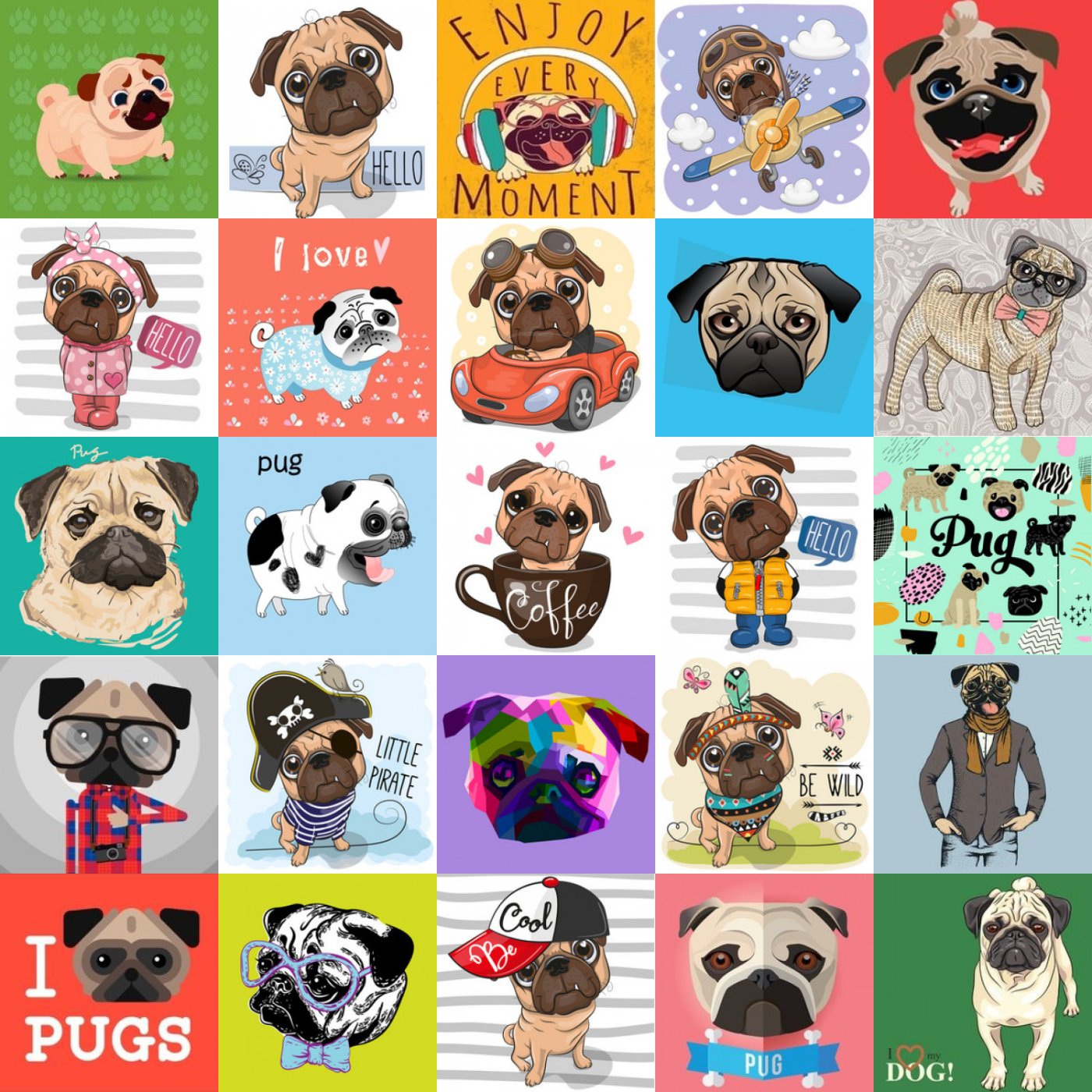 Solve Pugs jigsaw puzzle online with 49 pieces