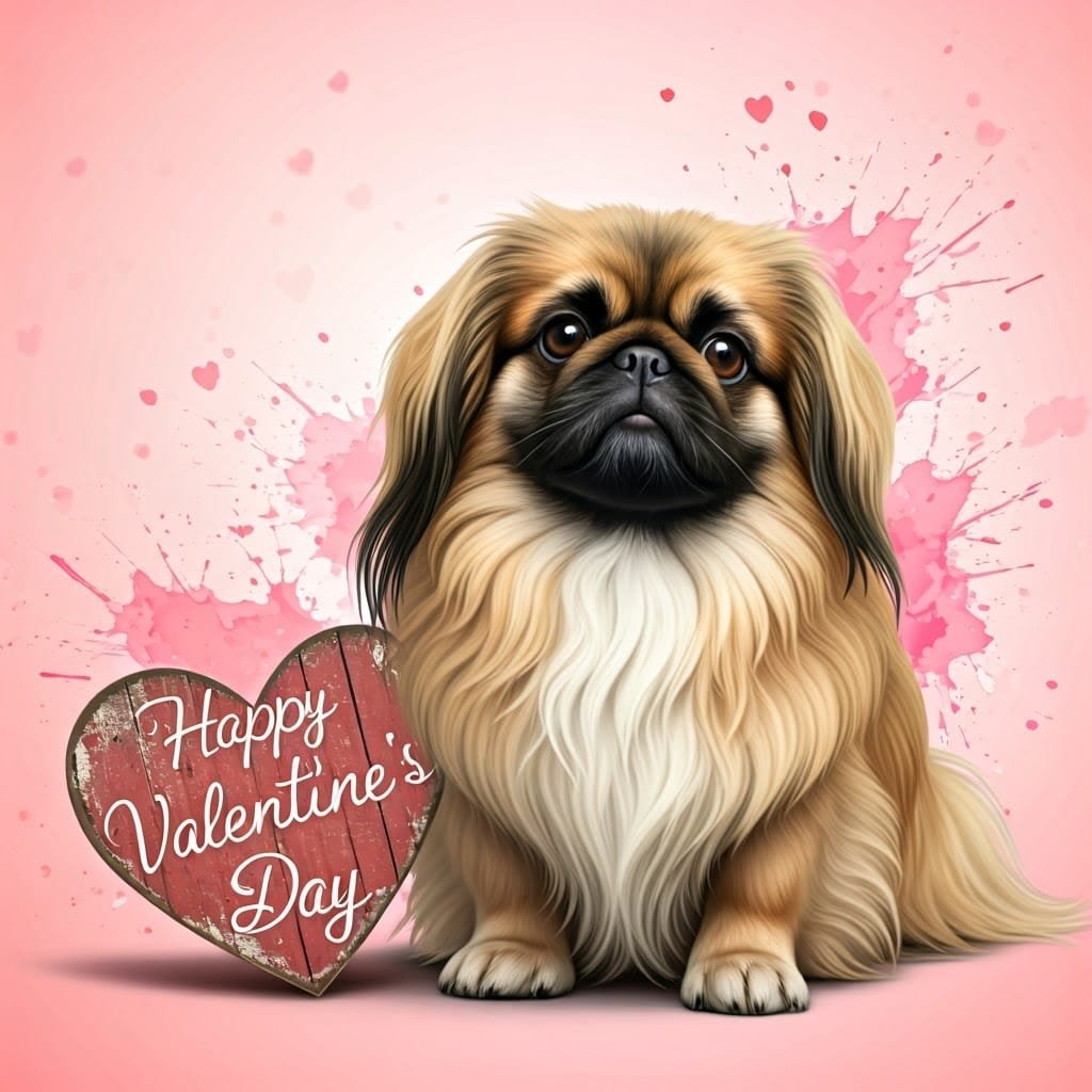 Solve Valentine's Day Pekingese jigsaw puzzle online with 81 pieces