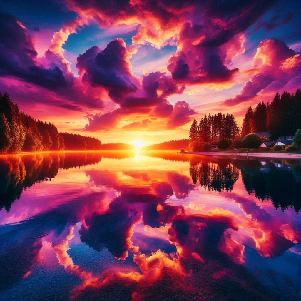 Solve Sunset by Henry jigsaw puzzle online with 49 pieces