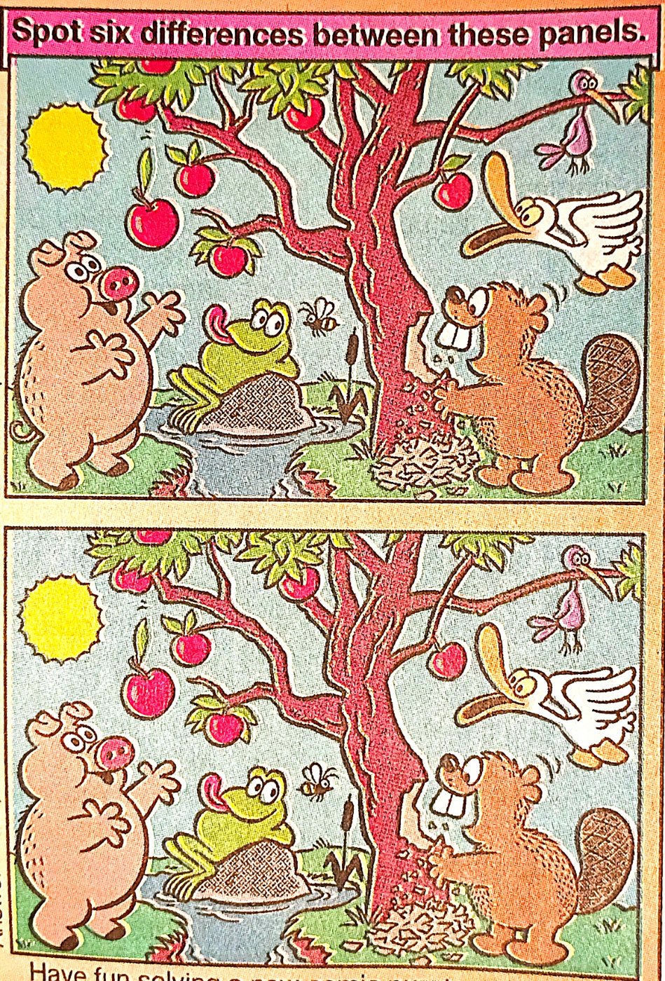 Solve Spot the 6 Differences jigsaw puzzle online with 35 pieces
