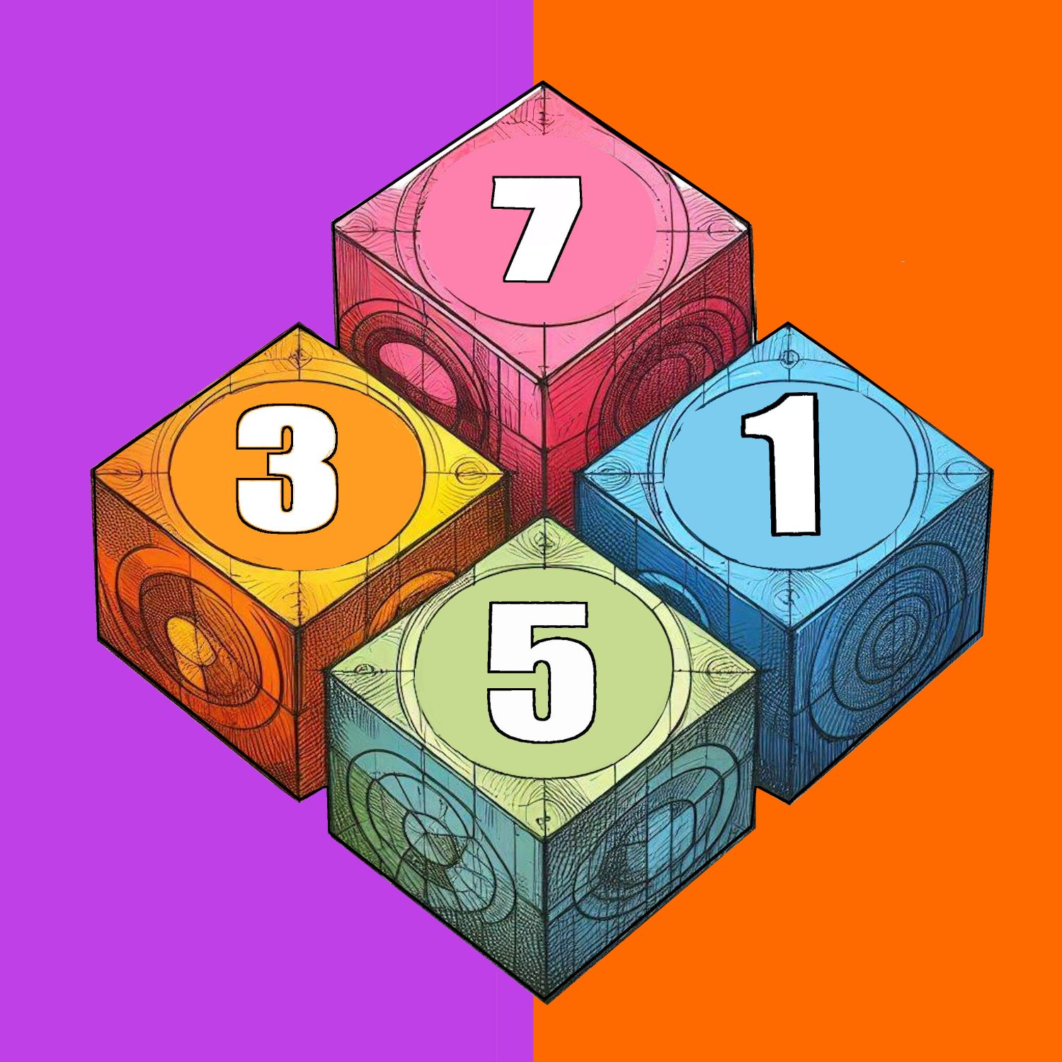 Solve NUMBERED CUBES jigsaw puzzle online with 100 pieces