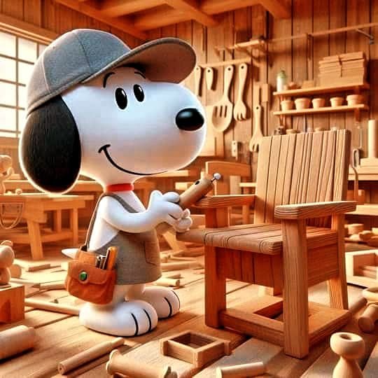 Solve Snoopy Wood Working jigsaw puzzle online with 81 pieces
