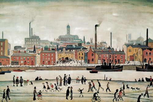 Solve northern river scene by LS Lowry jigsaw puzzle online with 40 pieces