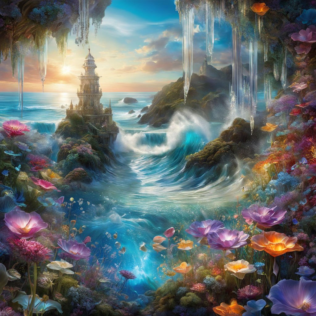 Solve Seascape with a touch of flowers jigsaw puzzle online with 81 pieces