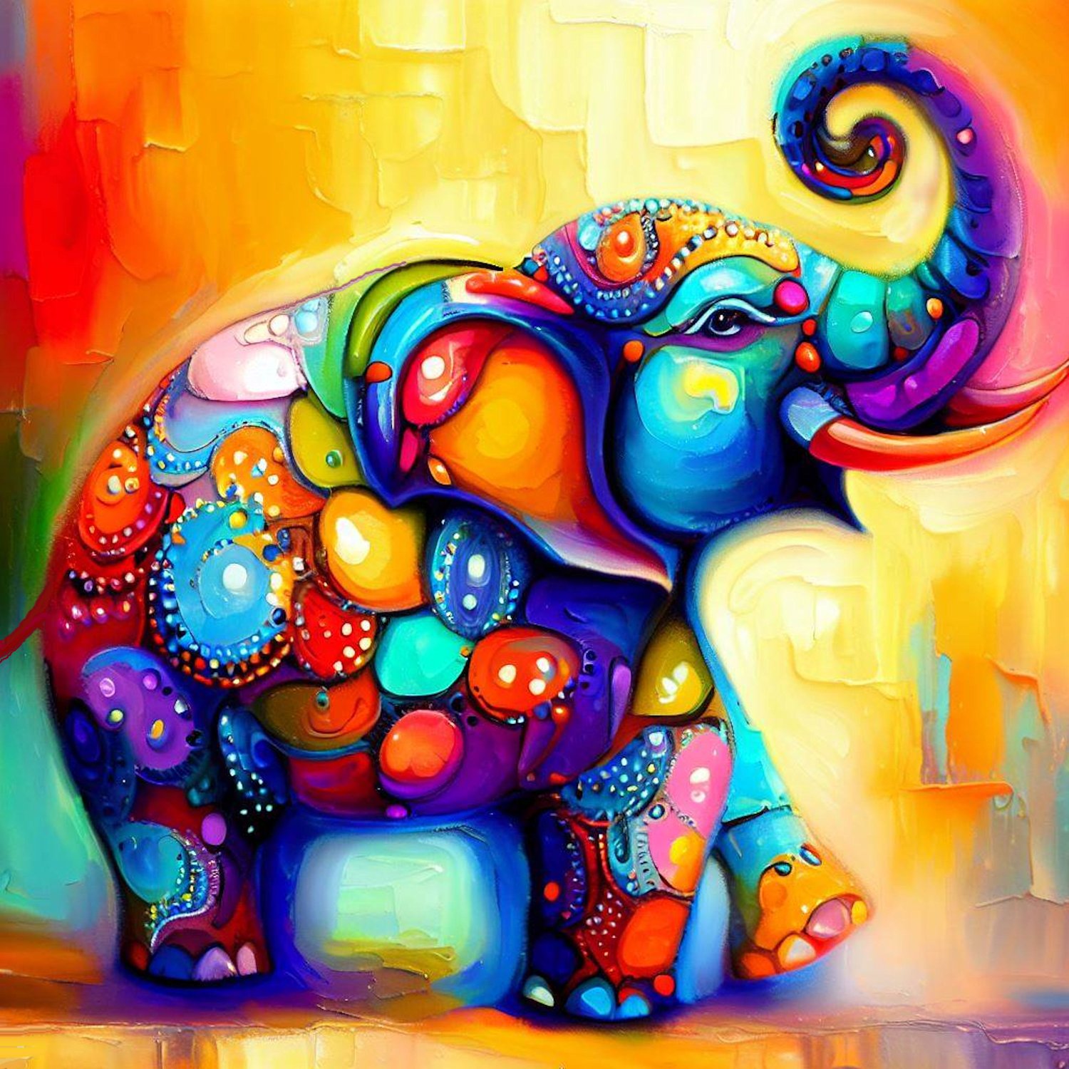 Jigsaw Puzzle | ELEPHANT OF MANY COLOURS | 64 pieces | Jigidi