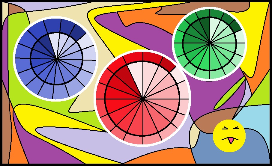 Solve the color wheels jigsaw puzzle online with 84 pieces