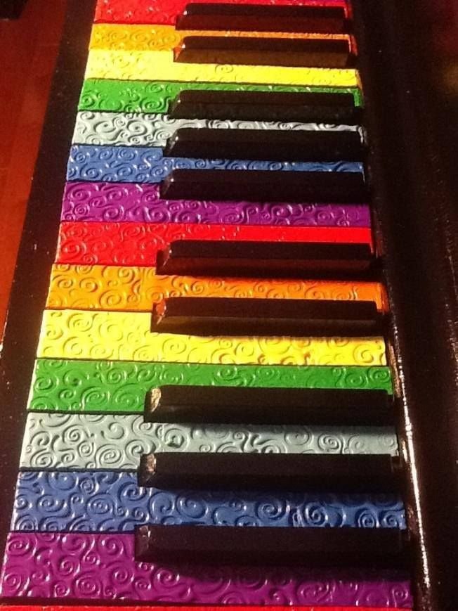 Solve Rainbow piano keys jigsaw puzzle online with 99 pieces