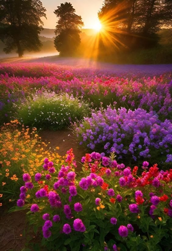 Solve Springtime sunset jigsaw puzzle online with 77 pieces