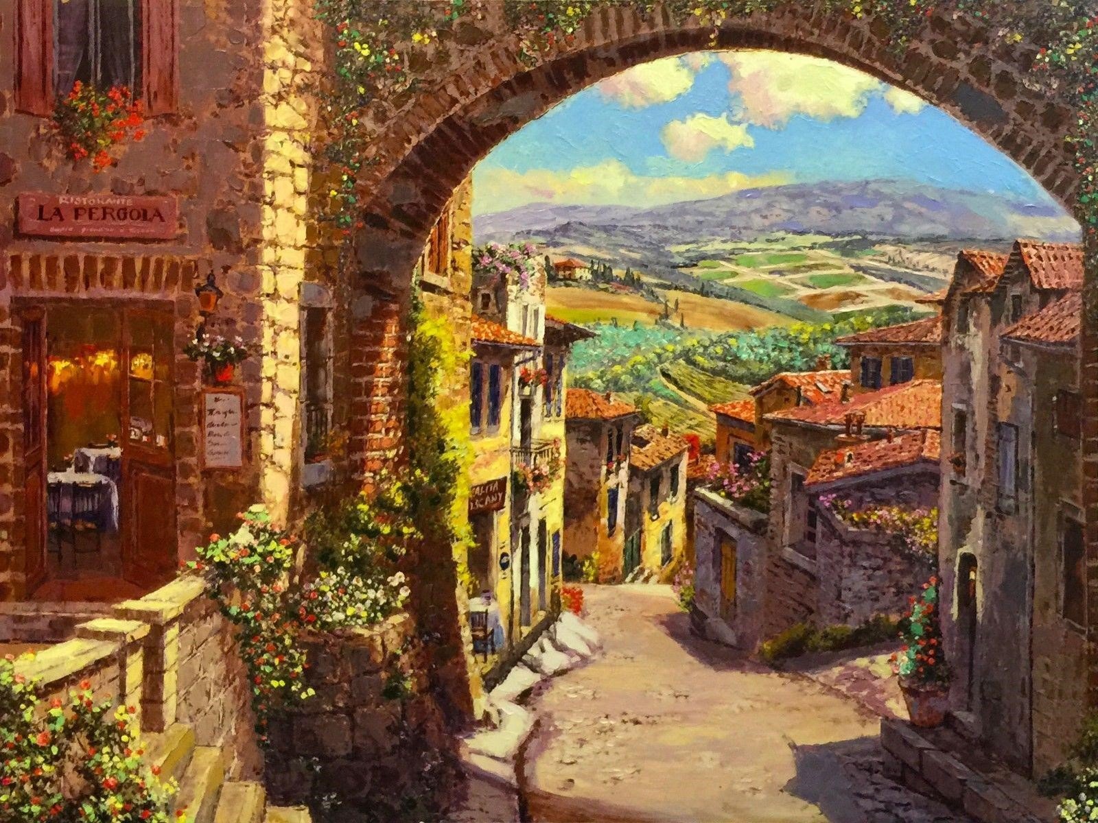 Solve San Gimignano by Sam Park jigsaw puzzle online with 63 pieces