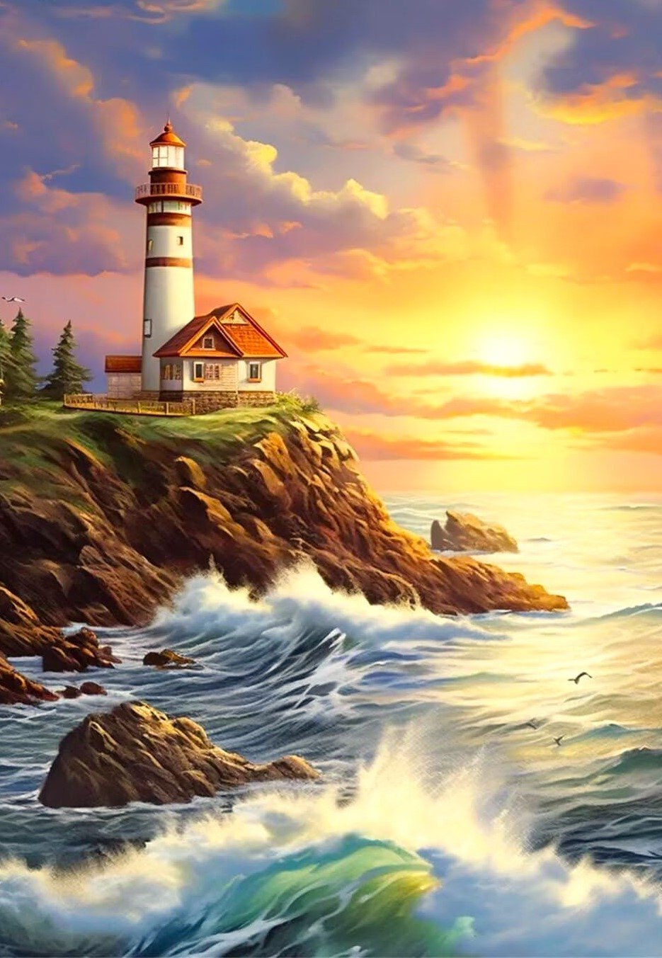 Jigsaw Puzzle | 35 pieces | Lighthouse at Sunrise.... | Jigidi