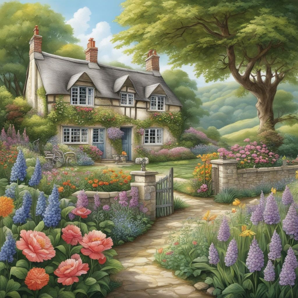 Solve Country Cottage jigsaw puzzle online with 121 pieces