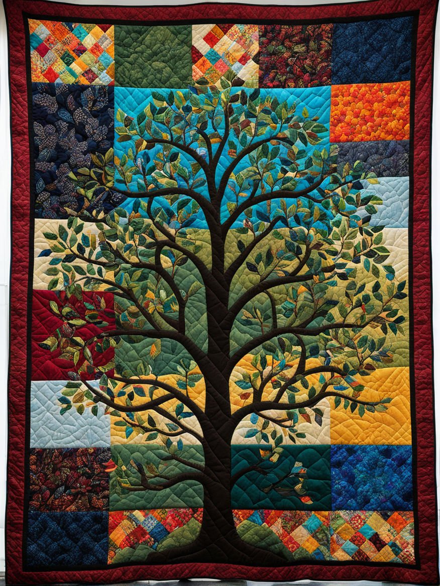 Solve Tree of life patchwork jigsaw puzzle online with 80 pieces