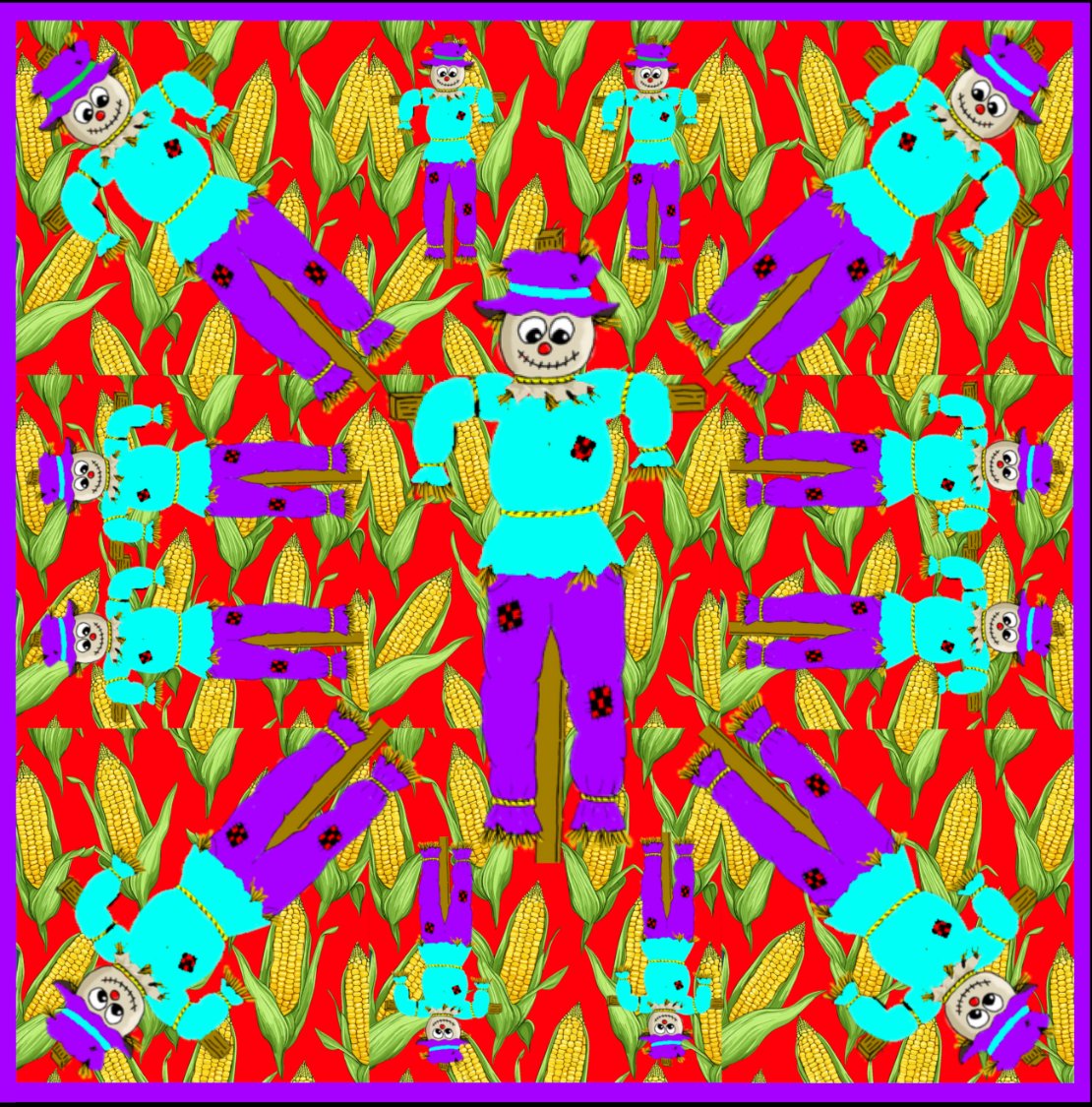 Solve Fall Scarecrows and Corn jigsaw puzzle online with 16 pieces