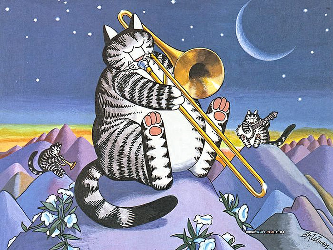 Solve Cat Music by B Kliban jigsaw puzzle online with 88 pieces
