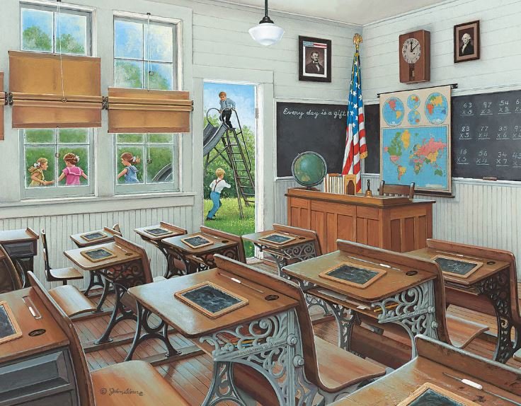 Solve Mid 1900s Classroom jigsaw puzzle online with 108 pieces
