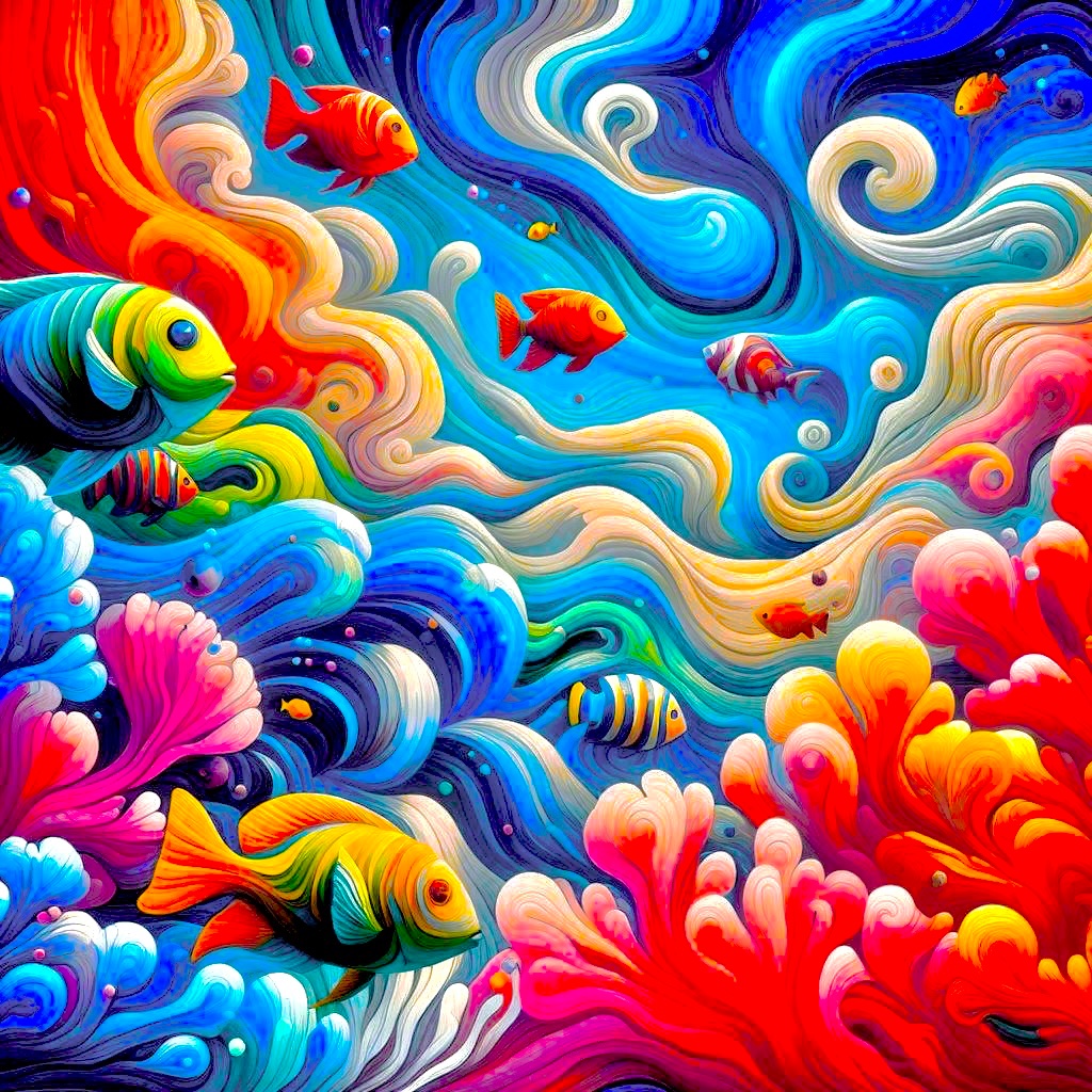 Solve Swirly fish jigsaw puzzle online with 64 pieces