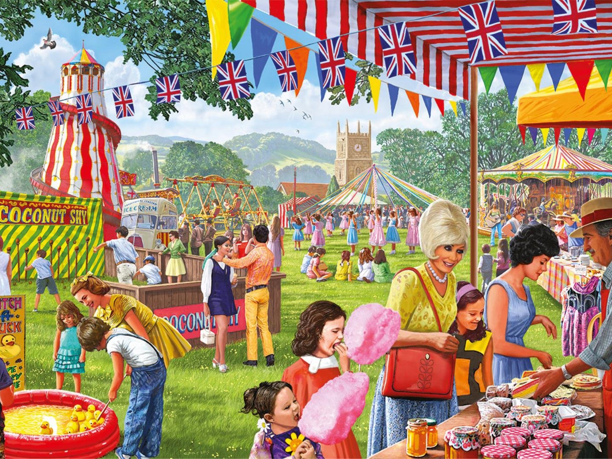 Solve Village Fete Carnival Fair Britain jigsaw puzzle online with 352 pieces