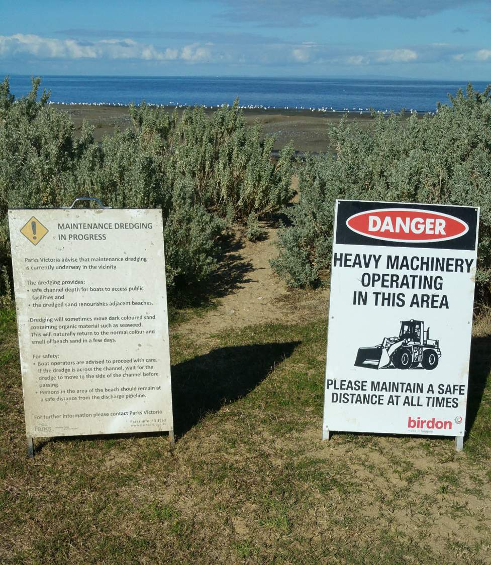 Solve Signs at the Werribee South Beach dredging jigsaw puzzle online ...