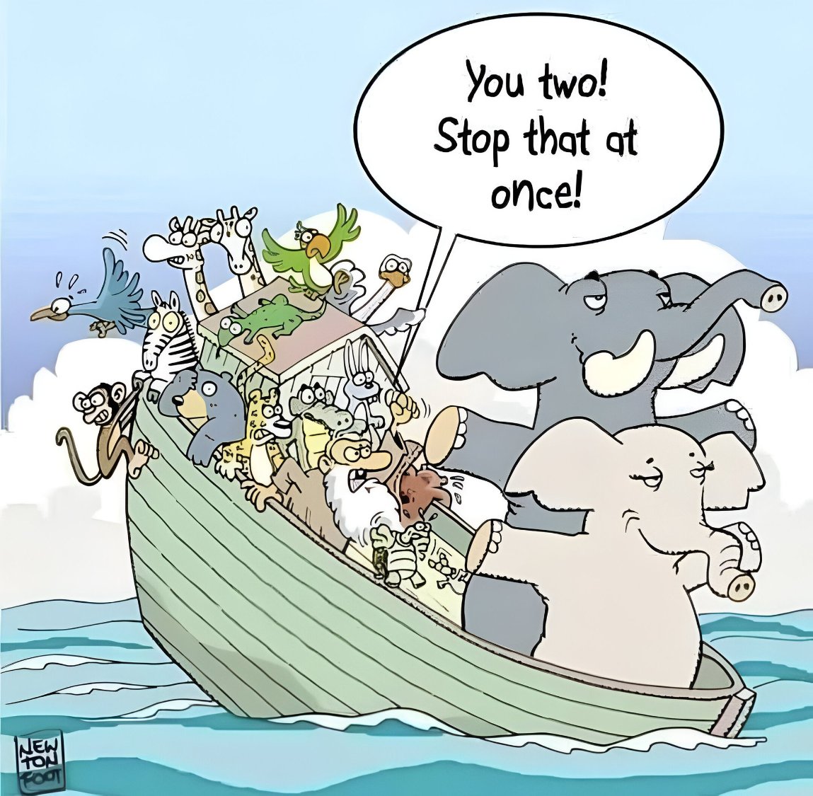 Solve Noah and the elephants :-) jigsaw puzzle online with 16 pieces