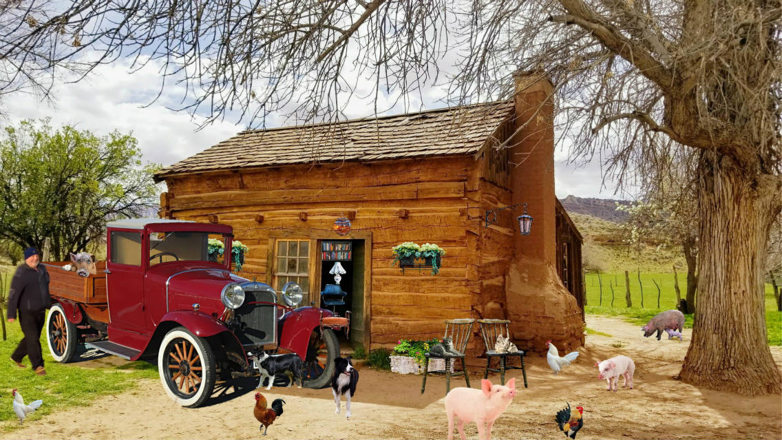 Solve Log Cabin jigsaw puzzle online with 28 pieces