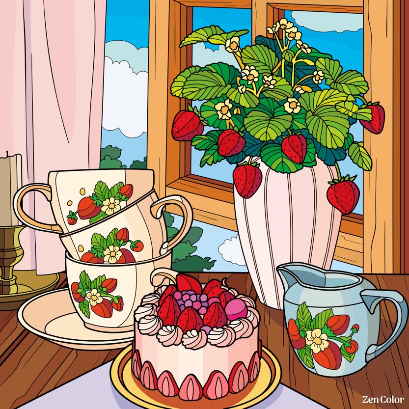 Solve Strawberry Cake and Tea jigsaw puzzle online with 25 pieces