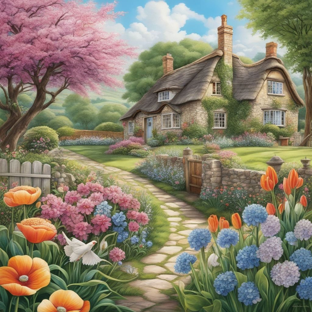 Solve Charming Cottage jigsaw puzzle online with 100 pieces