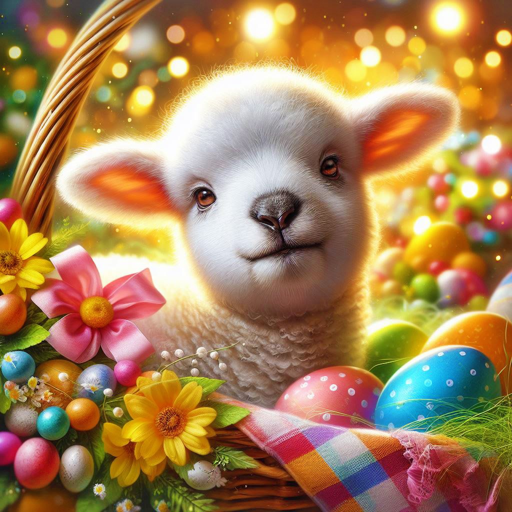 Solve Katie the adorable lamb jigsaw puzzle online with 64 pieces