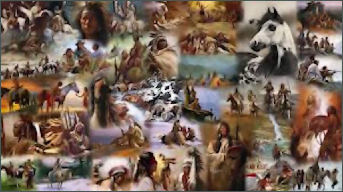 Solve Collage Native American. jigsaw puzzle online with 66 pieces