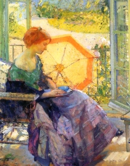 Solve Woman with Parasol, Richard Edward Miller, USA jigsaw puzzle ...