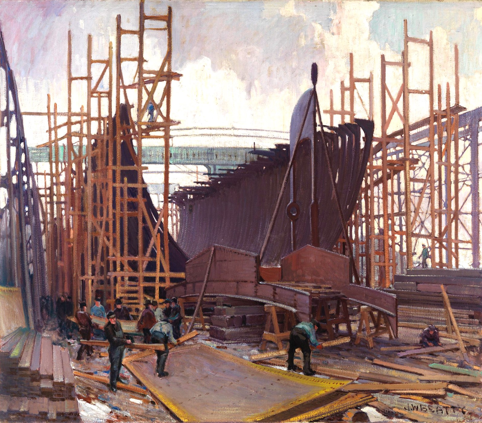Solve John William Beatty (Canadian, 1869–1941), Ship Building ...