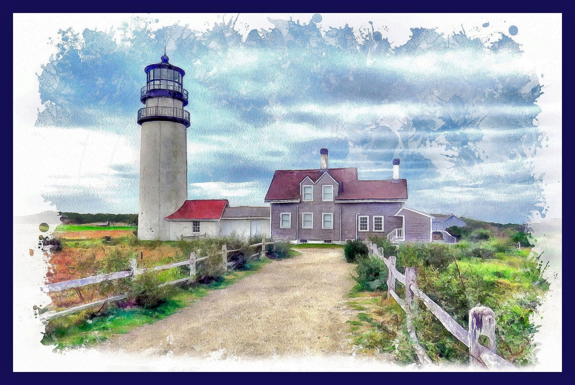 Jigsaw Puzzle | 70 pieces | Lighthouse Watercolor, resizable 12 to 600 ...