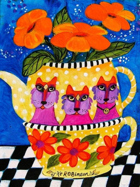 Solve Teapot Critters jigsaw puzzle online with 80 pieces