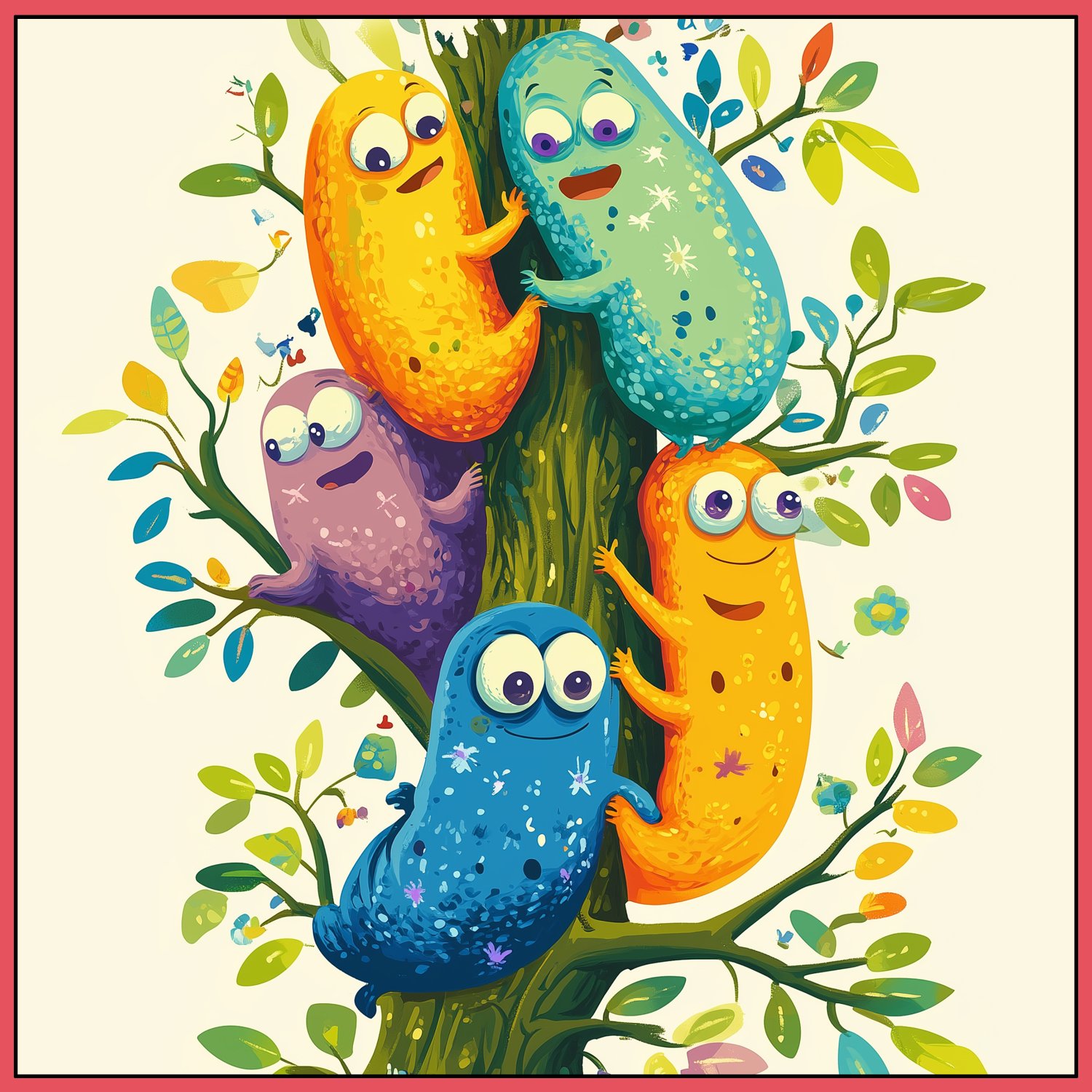 Solve Blobs Climbing a Tree jigsaw puzzle online with 600 pieces