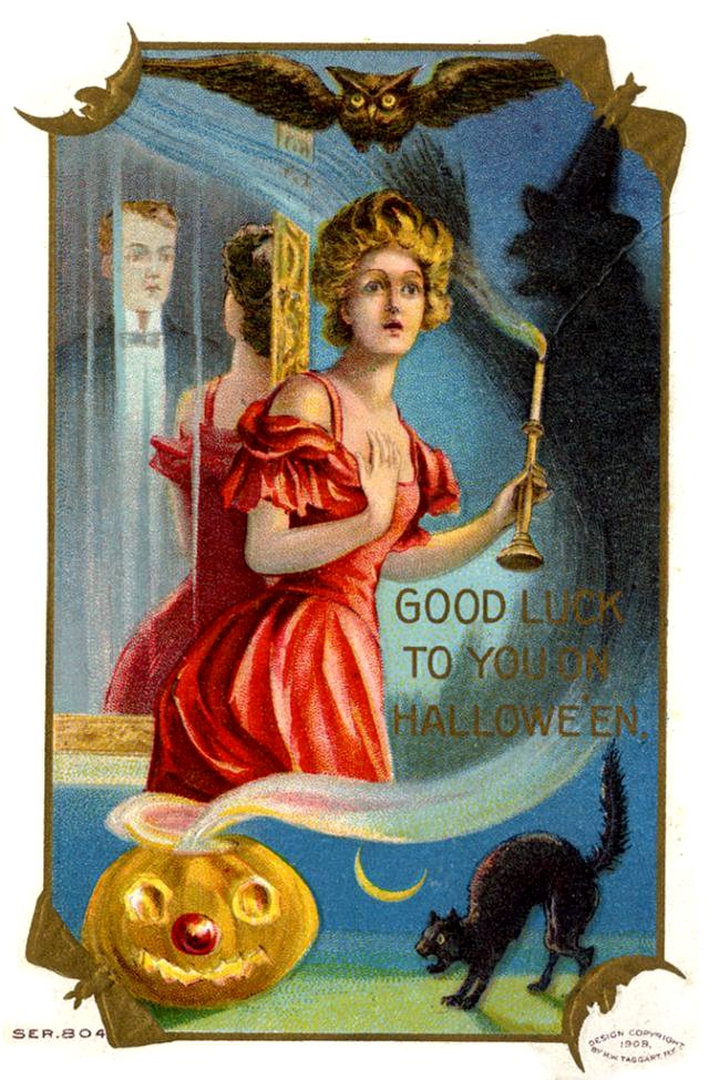 Solve Good Luck to You on Halloween, 1909, postcard jigsaw puzzle ...