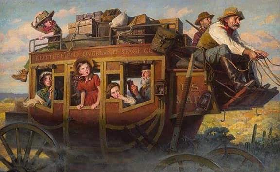 Solve STAGECOACH ETIQUETTE jigsaw puzzle online with 54 pieces
