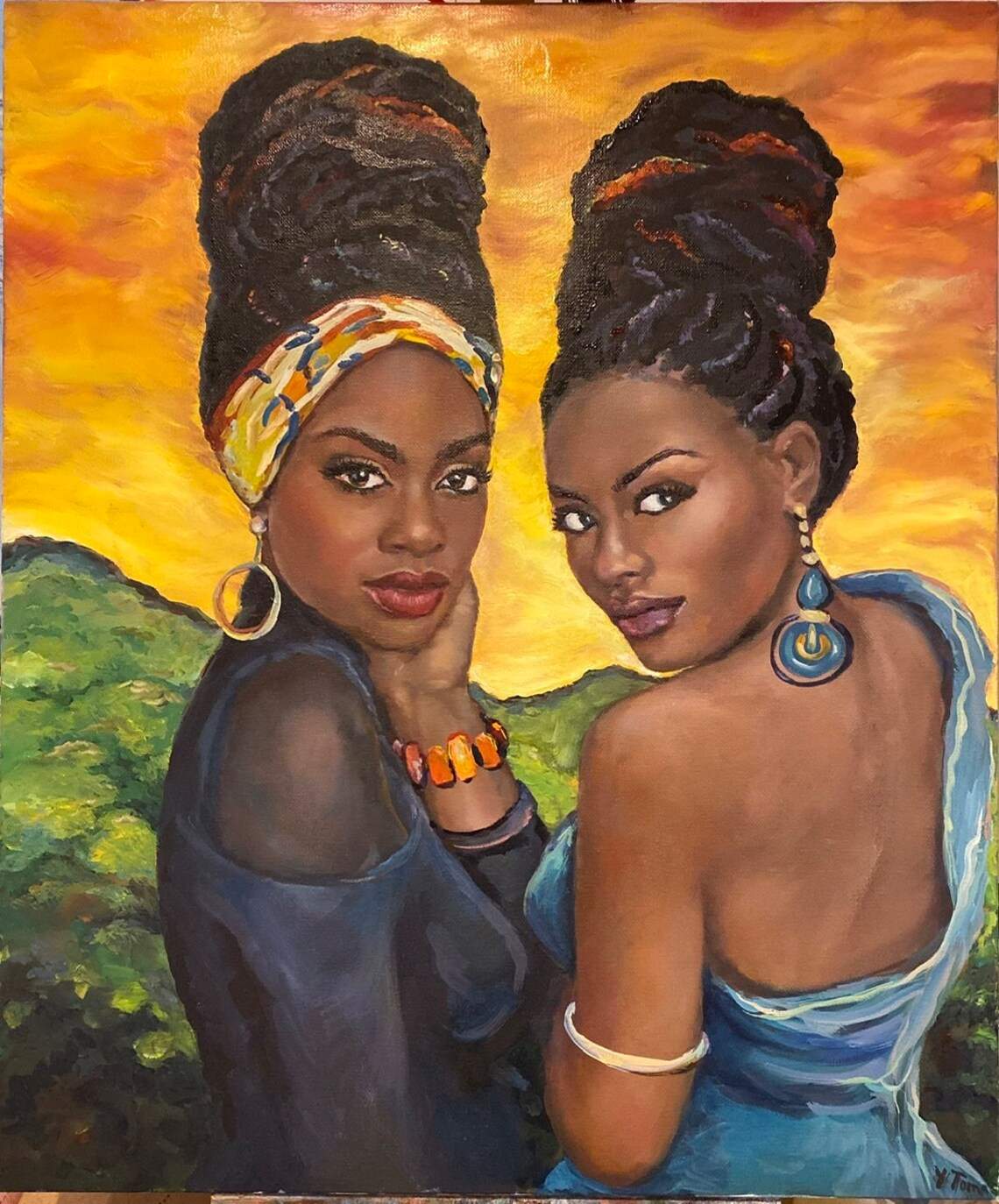 Solve Monica Stewart Artwork - 'Sisters' jigsaw puzzle online with 208 ...