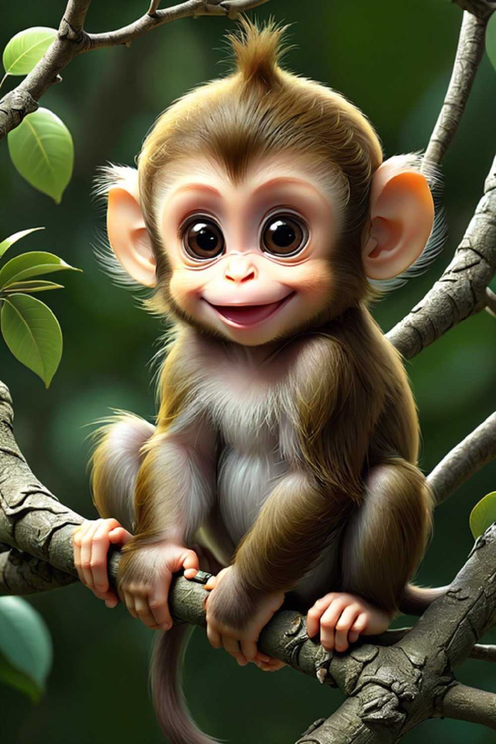 Solve Baby Monkey on Branch jigsaw puzzle online with 77 pieces