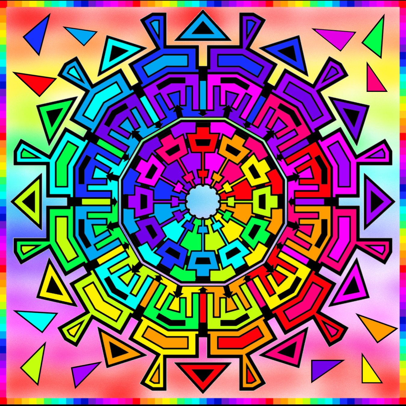 Jigsaw Puzzle | 100 pieces | a Mandala Rainbow Triangles 1 | Jigidi