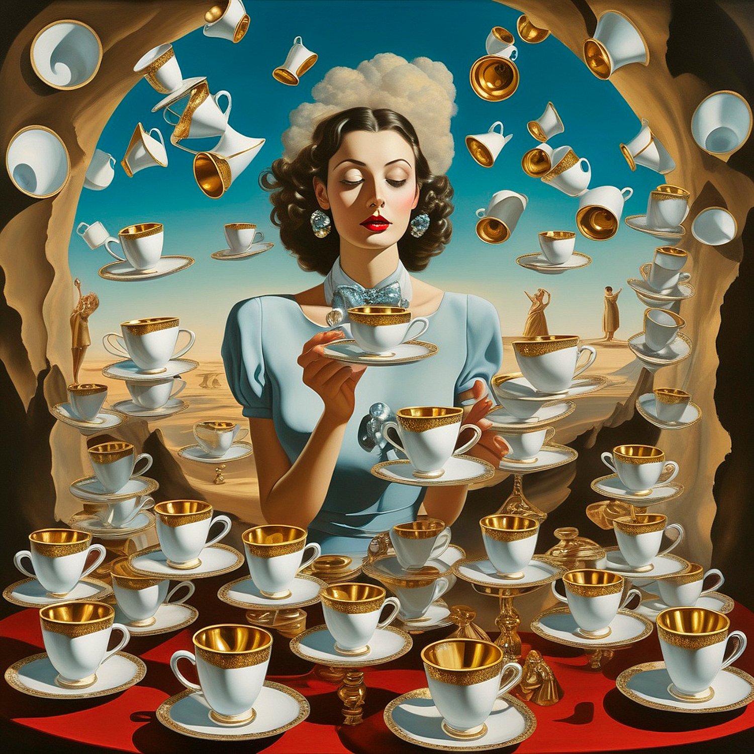 Solve Let's have more coffee in the style of Dali jigsaw puzzle online ...