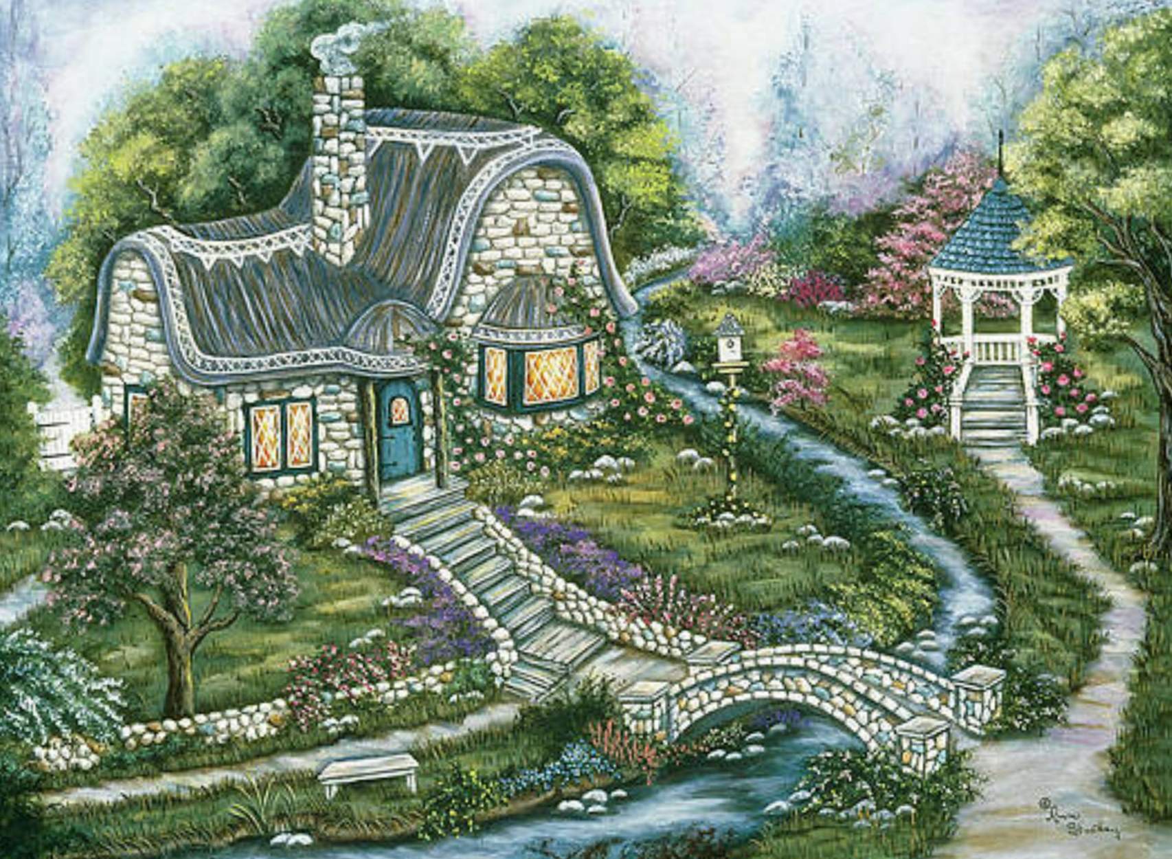 Solve Beautiful Country cottage... jigsaw puzzle online with 140 pieces