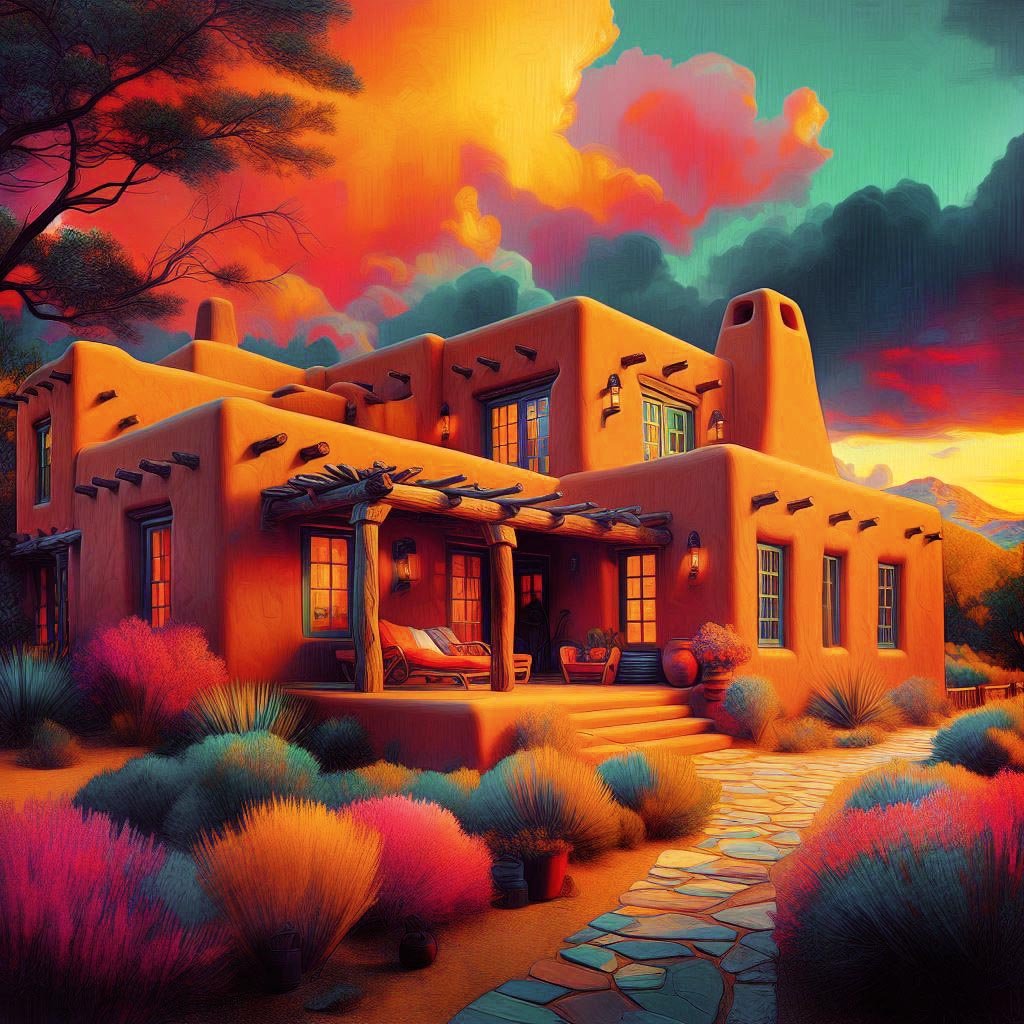 Solve beautiful adobe home in Arizona jigsaw puzzle online with 64 pieces