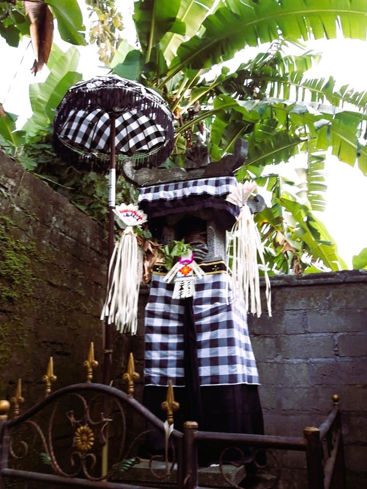 Puzzle | 35 piezas | This small backyard temple is festooned for just ...