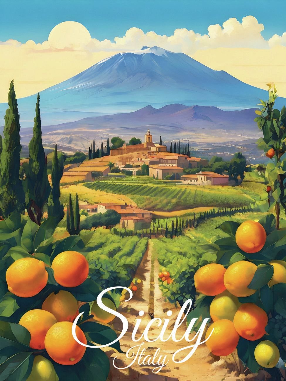Solve Travel Poster - Sicily jigsaw puzzle online with 80 pieces