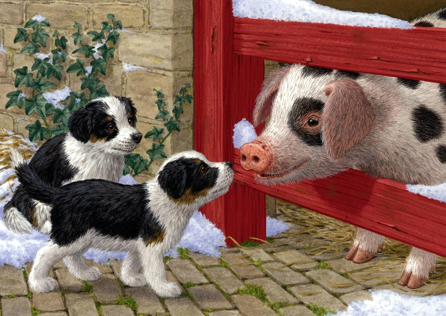Jigsaw Puzzle | 266 pieces | Puppies and Pig | Jigidi