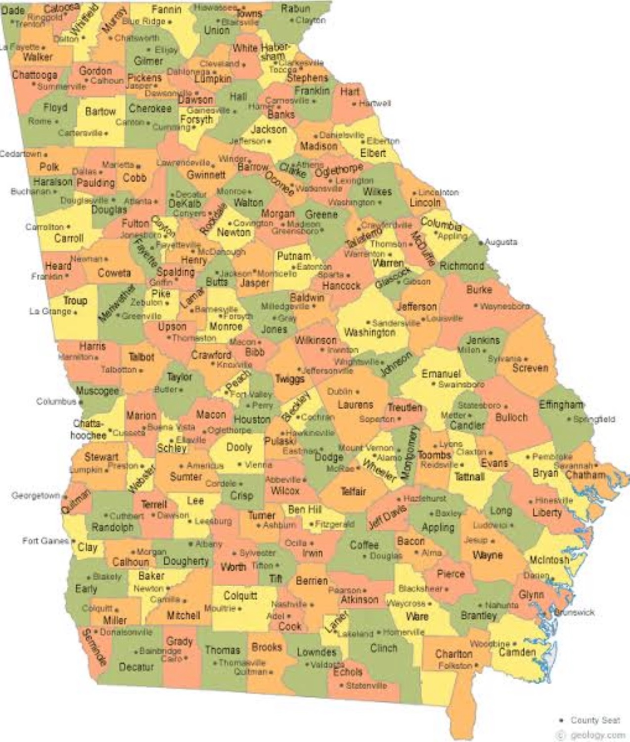 Solve Map of GEORGIA, USA jigsaw puzzle online with 80 pieces