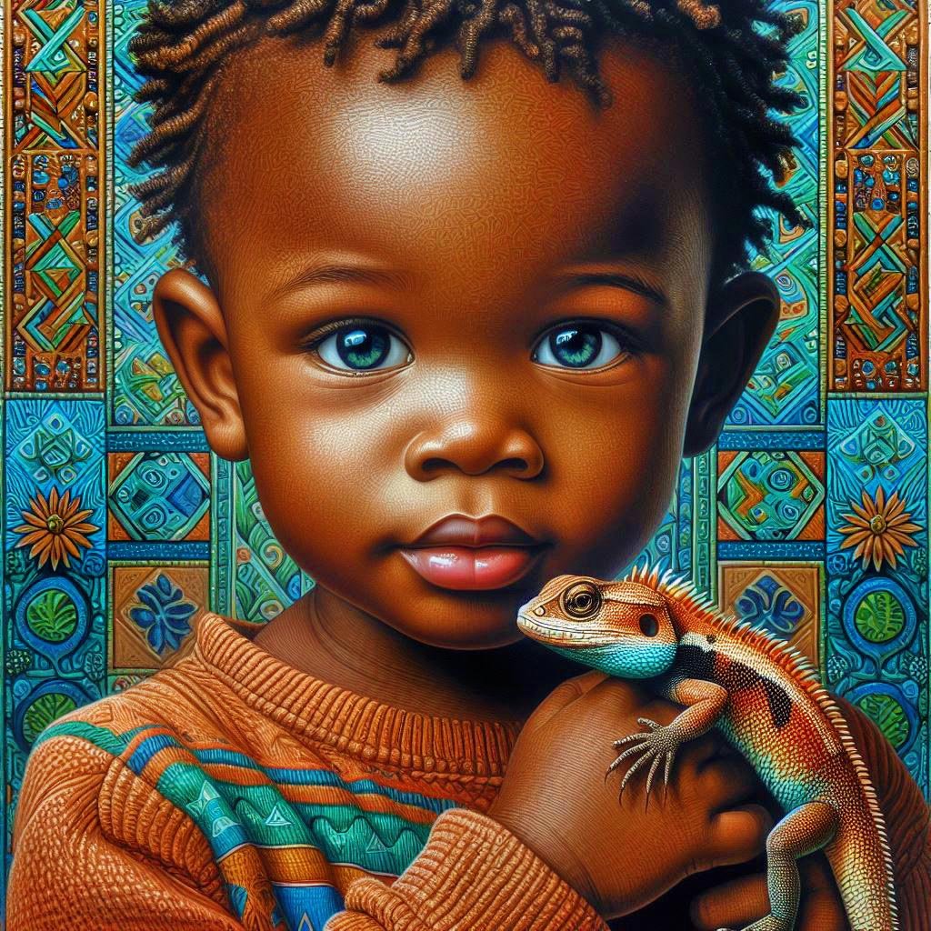 Solve Jack and his bearded dragon Ralph jigsaw puzzle online with 49 pieces