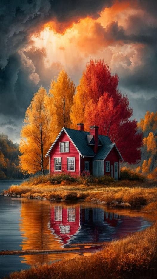 Solve Autumn Reflections jigsaw puzzle online with 66 pieces